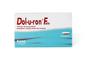 Dol-u-ron Forte® 1000mg + 60mg Supositórios - Bene Farmaceutica
